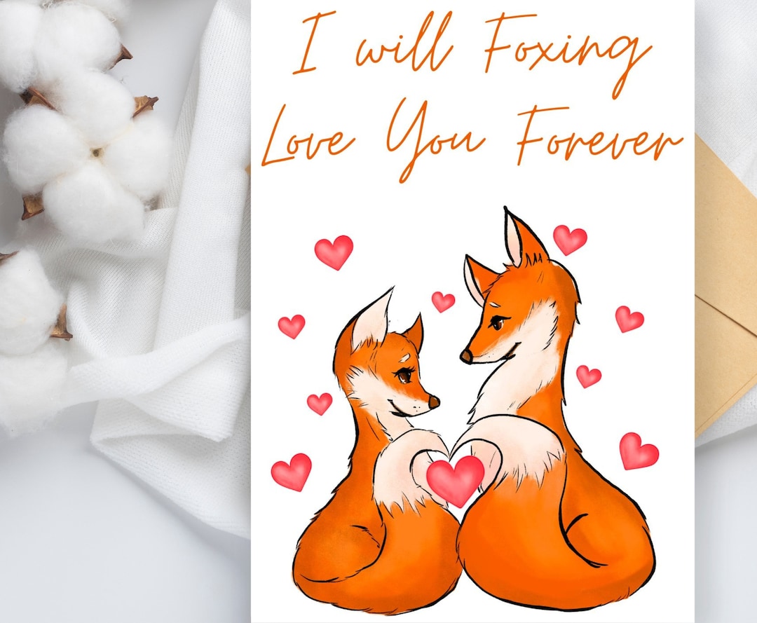 Fox Greeting Card, Fox Card, Fox Anniversary Card, Fox Birthday Card ...