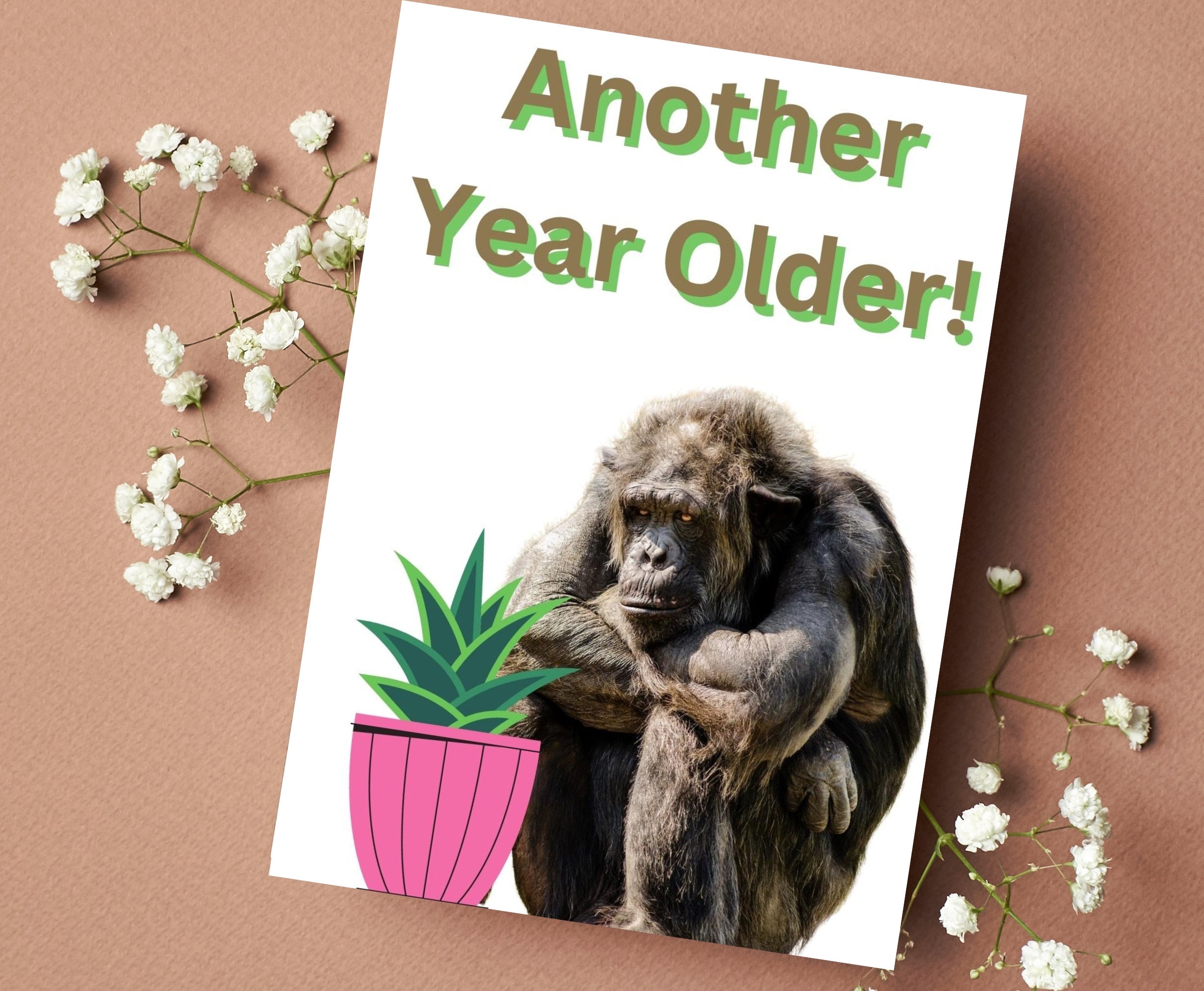 Another Year Older Birthday Card Chimpanzee Greeting Card - Etsy UK