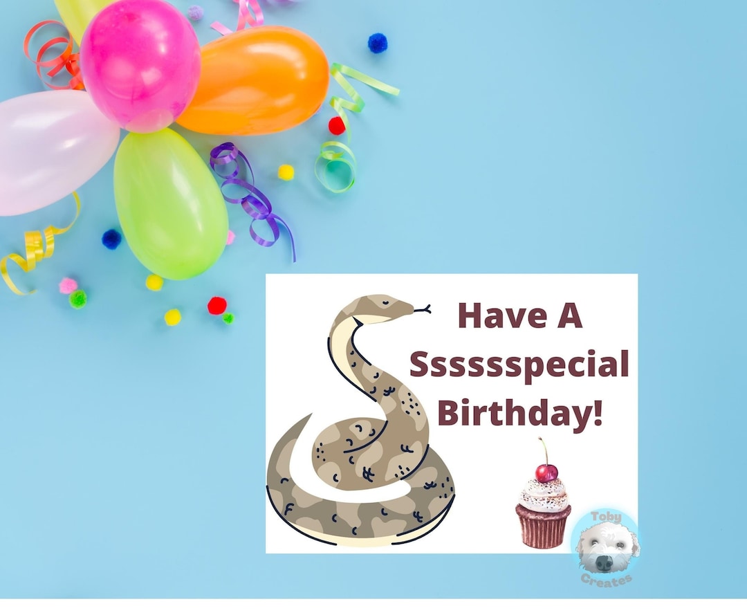 Funny Snake Birthday Card, Snake Lover Greeting Card, Special Birthday ...