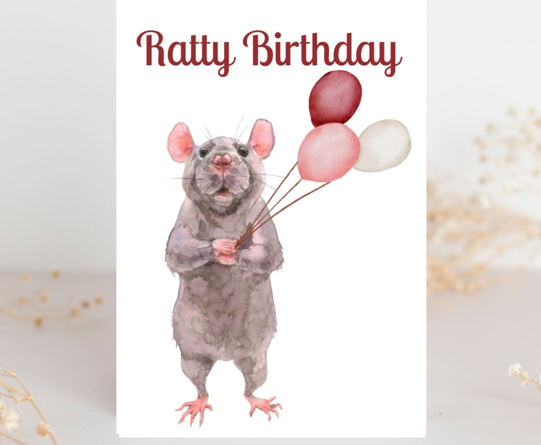 Ratty Birthday Card, Funny Rat Card, Rat Greeting Card, Rat Lover Card ...