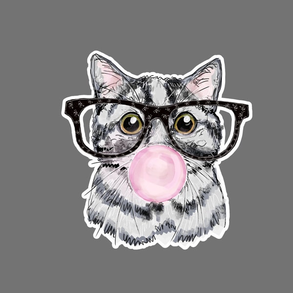Cat Wearing Glasses - Etsy