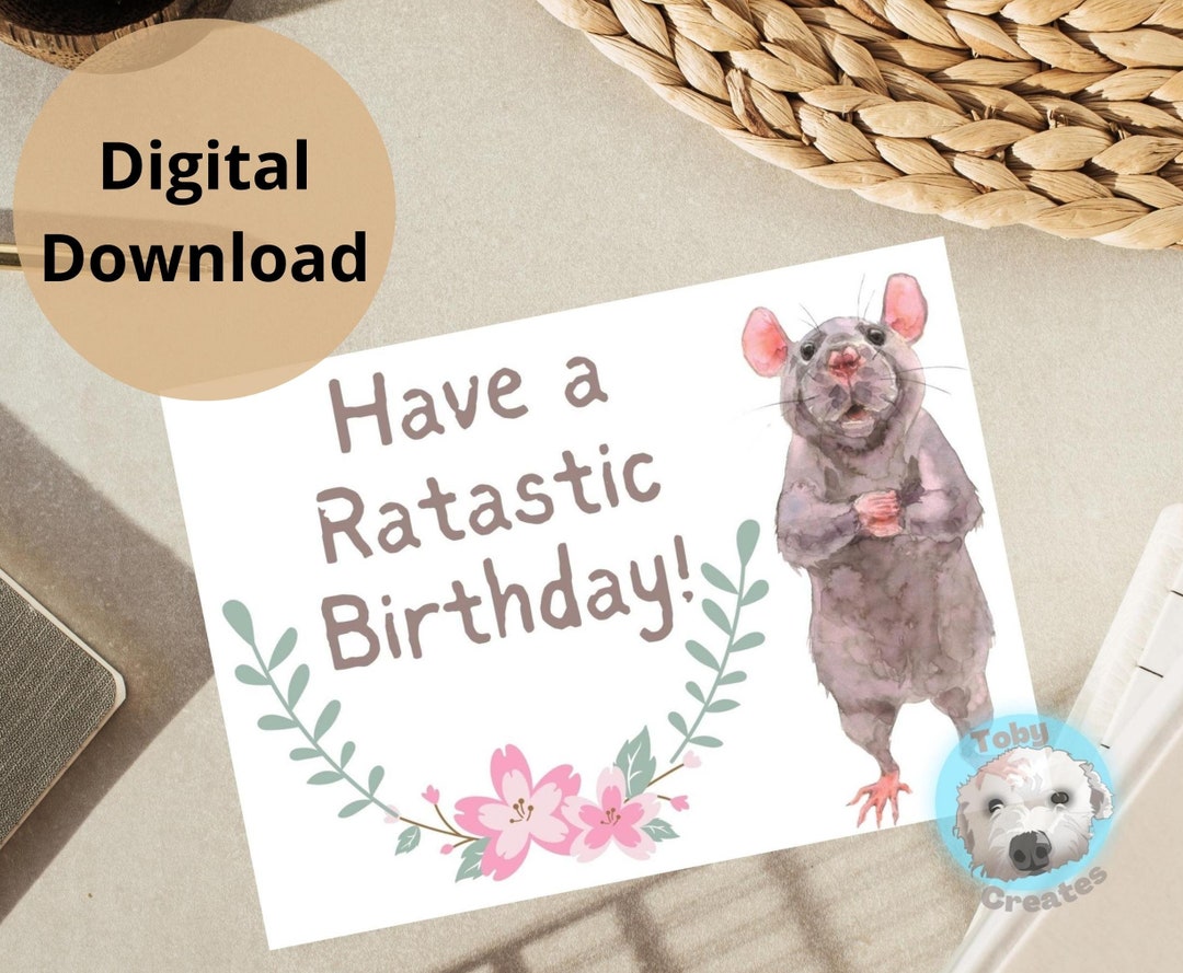 Funny Rat Birthday Card, Rat Lover Gift (printable PDF) - Etsy