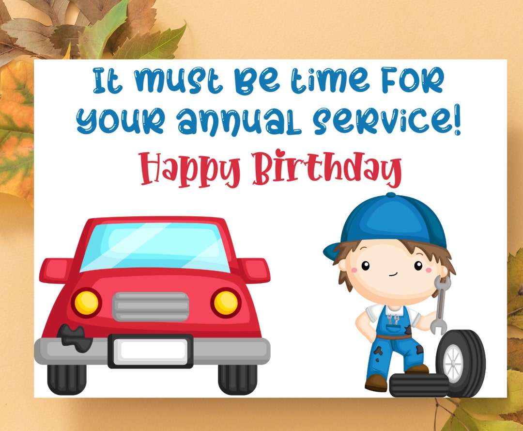 Mechanic Birthday Card, Car Mechanic Greeting Card, MOT Tester Birthday ...