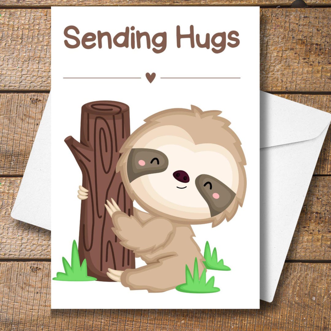 Sending Hugs Sloth Card: A6 Eco Friendly Sympathy Card - Etsy