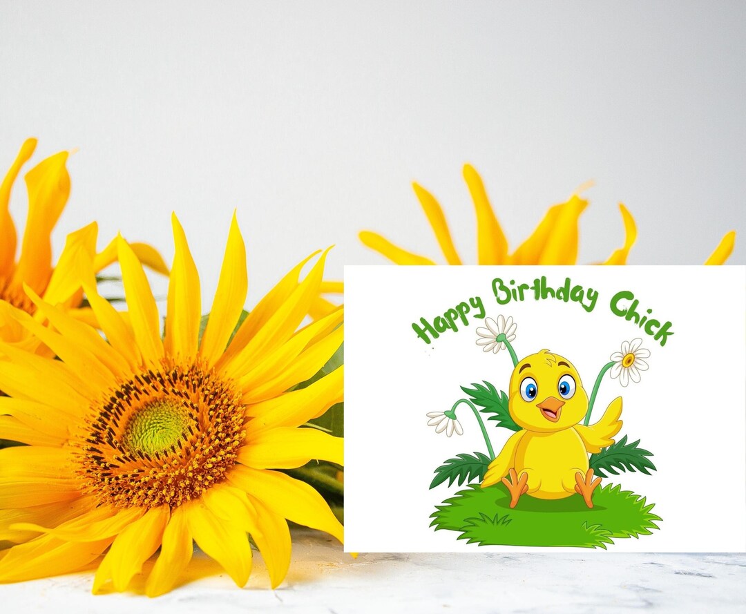 Cute Chick Greeting Card, Vegan Chicken Birthday Card, Cute Chick Card ...