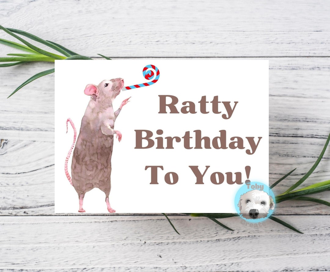 Ratty Birthday to You Birthday Card, A6 Funny Rat Card, Rat Greeting ...
