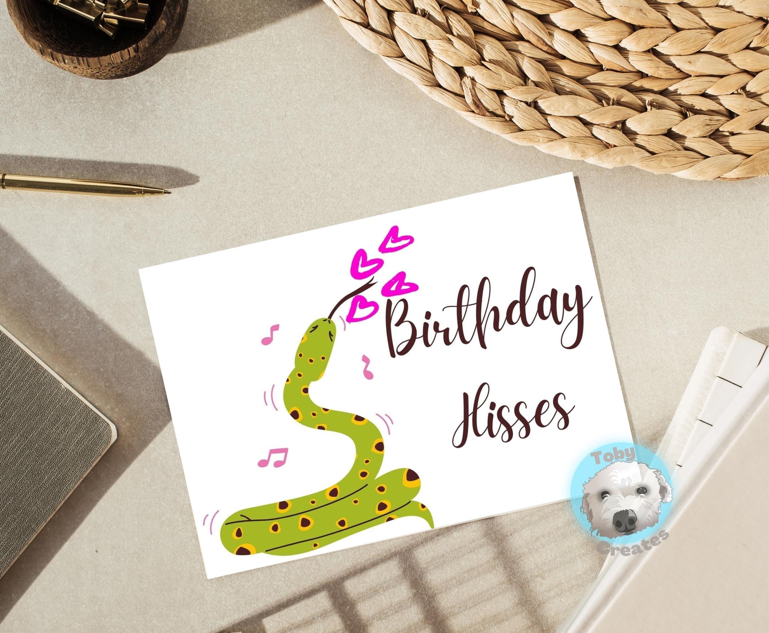 PRINTABLE Snake Birthday Card Birthday Hisses Funny Snake - Etsy