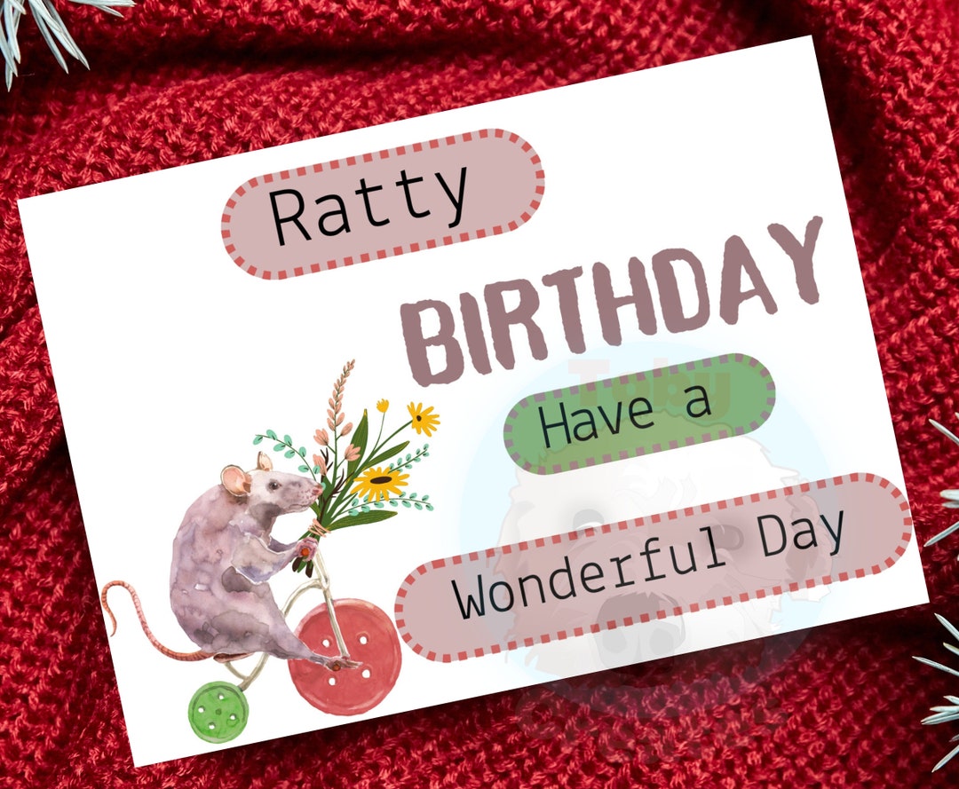 Ratty Birthday to You Birthday Card, Funny Rat Card, Rat Greeting Card ...