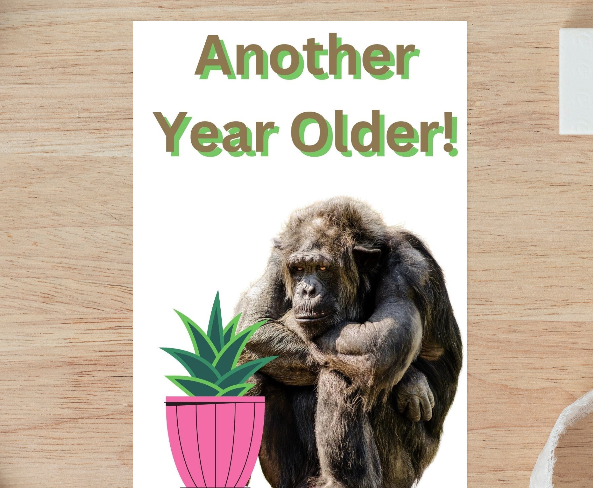 Another Year Older Birthday Card Chimpanzee Greeting Card - Etsy UK