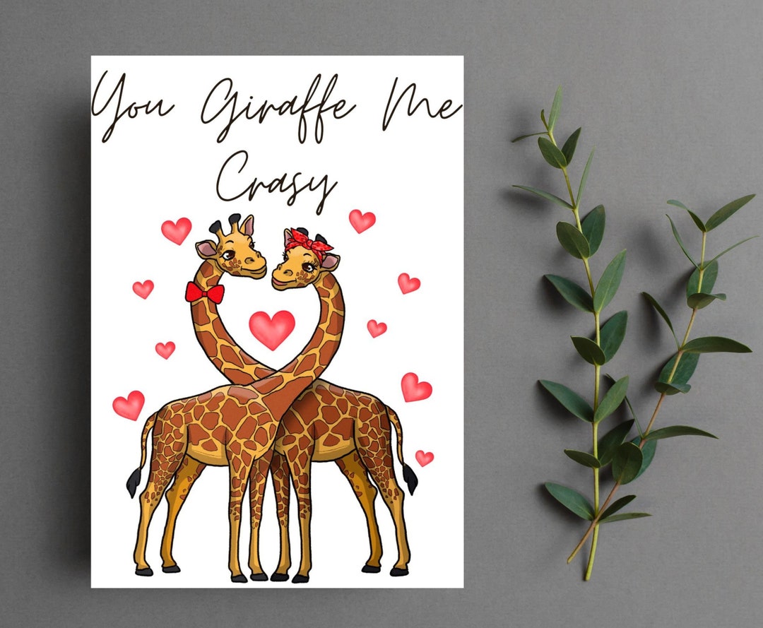 Giraffe Greeting Card, Funny Giraffe Card, Giraffe Anniversary Card ...