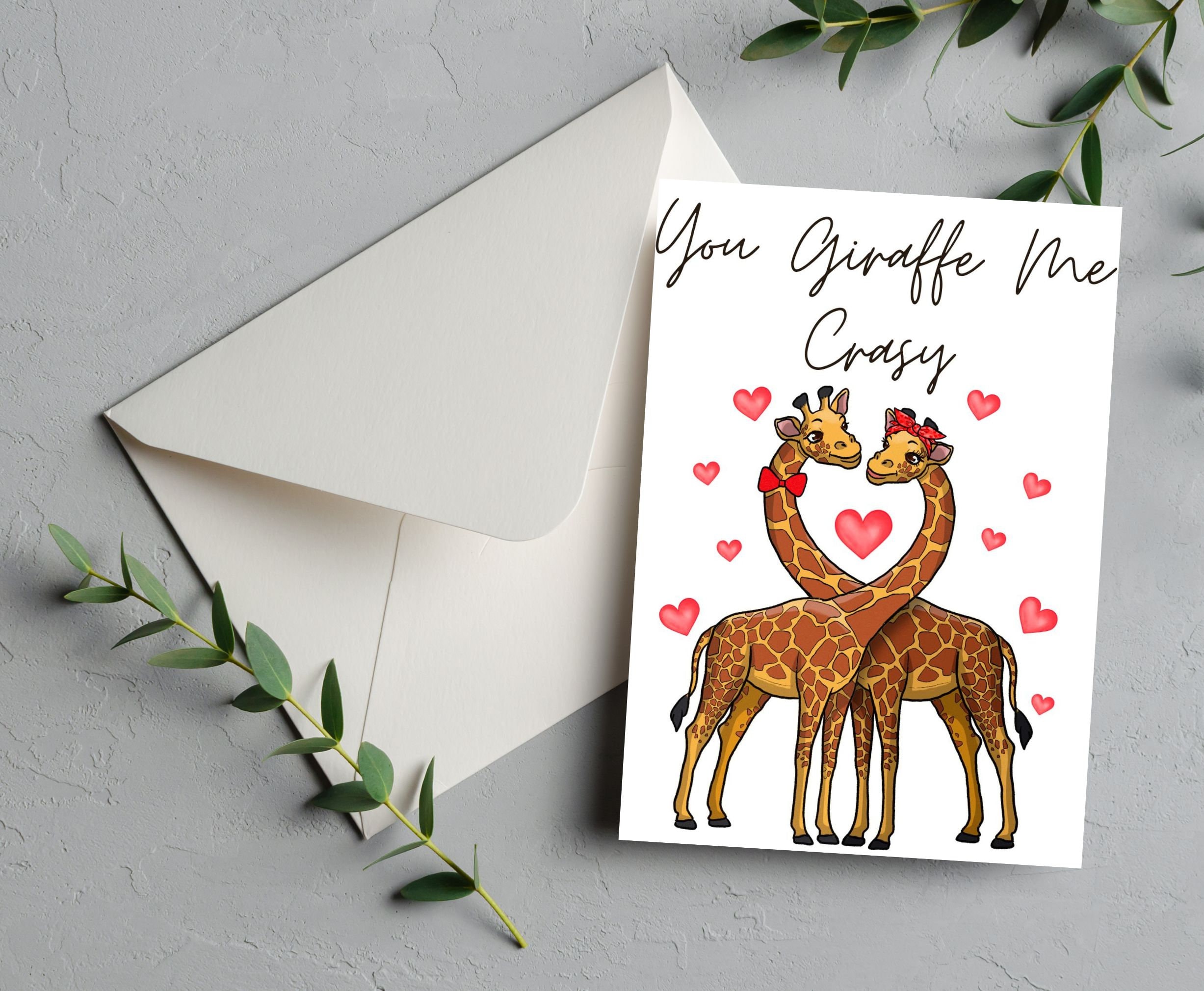 Giraffe Greeting Card, Funny Giraffe Card, Giraffe Anniversary Card ...