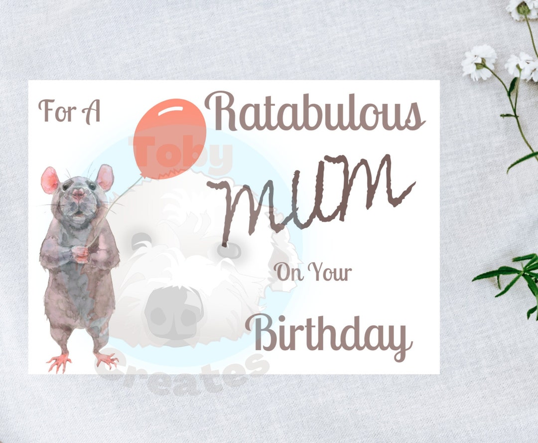 Rat Mum Birthday Card, Funny Rat Card, Rat Greeting Card, Rat Lover ...