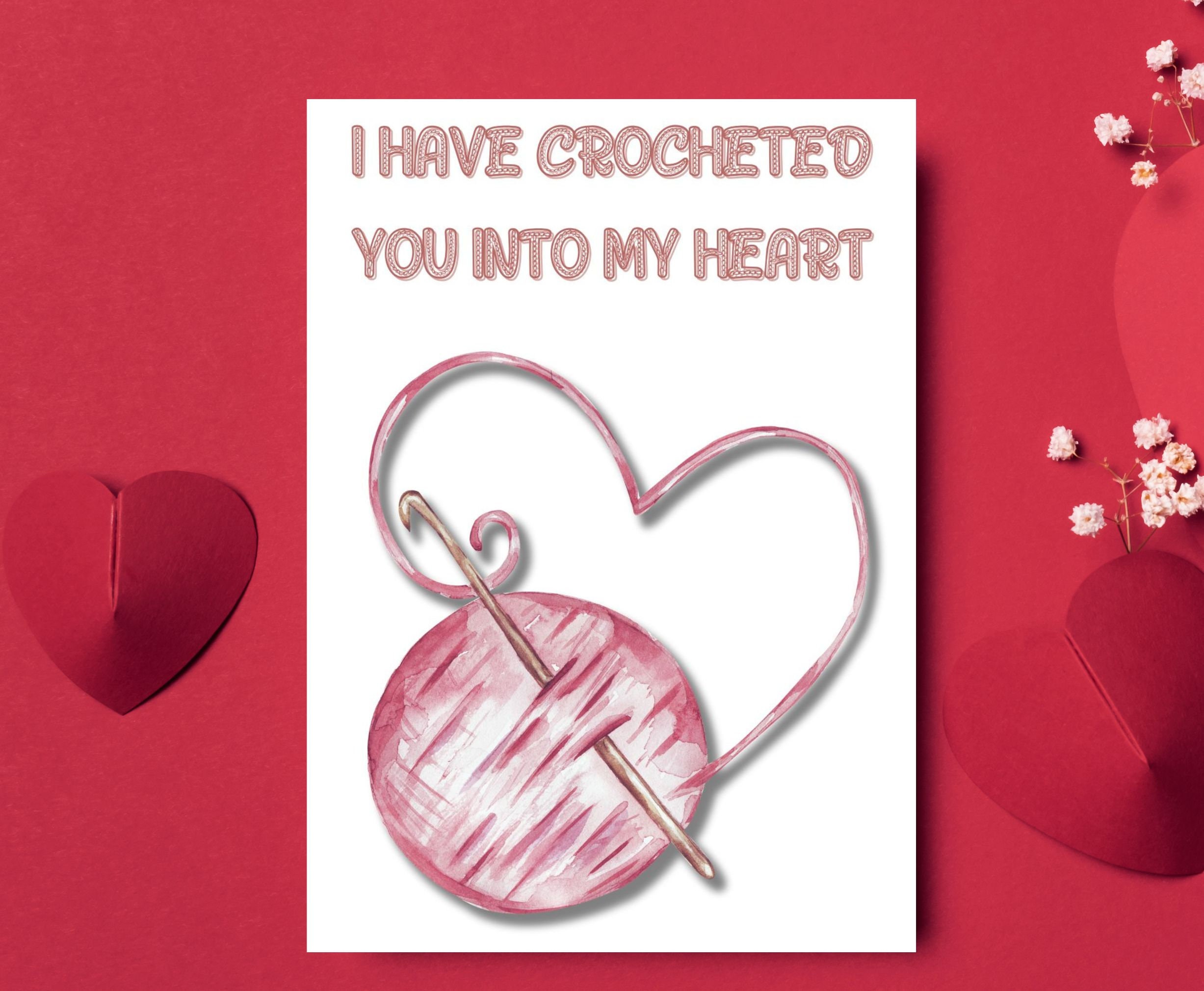 Crochet Valentines Card, A6 Crochet Heart Valentines Day Card, Crochet ...