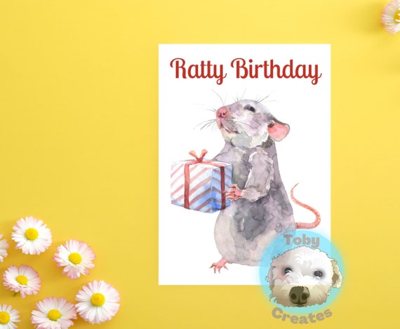 Ratty Birthday to You Birthday Card Funny Rat Card Rat - Etsy