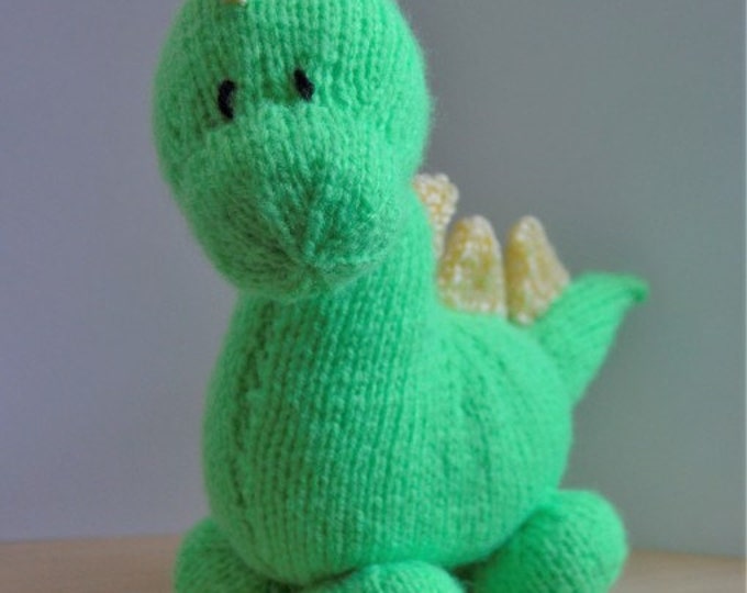 Dinosaur Knitting Pattern, Toy Dinosaur Knitting Pattern, Dinky the ...