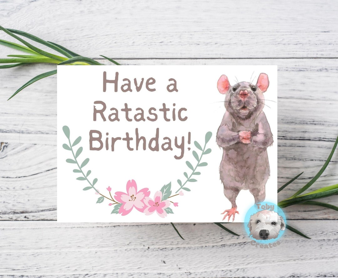 Ratastic Birthday Card, Funny Rat Card, Rat Greeting Card, Rat Lover ...