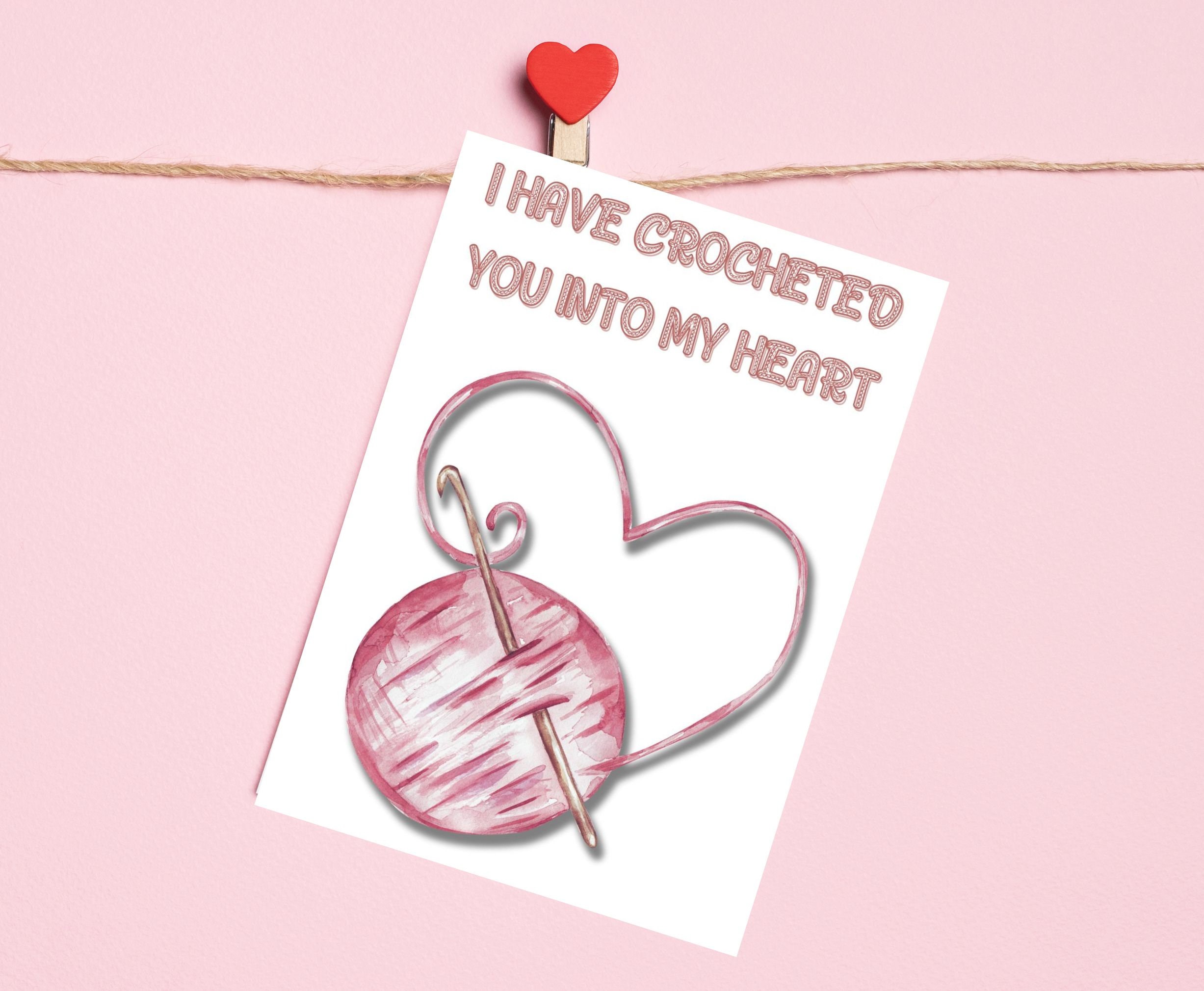 Crochet Valentines Card, A6 Crochet Heart Valentines Day Card, Crochet ...