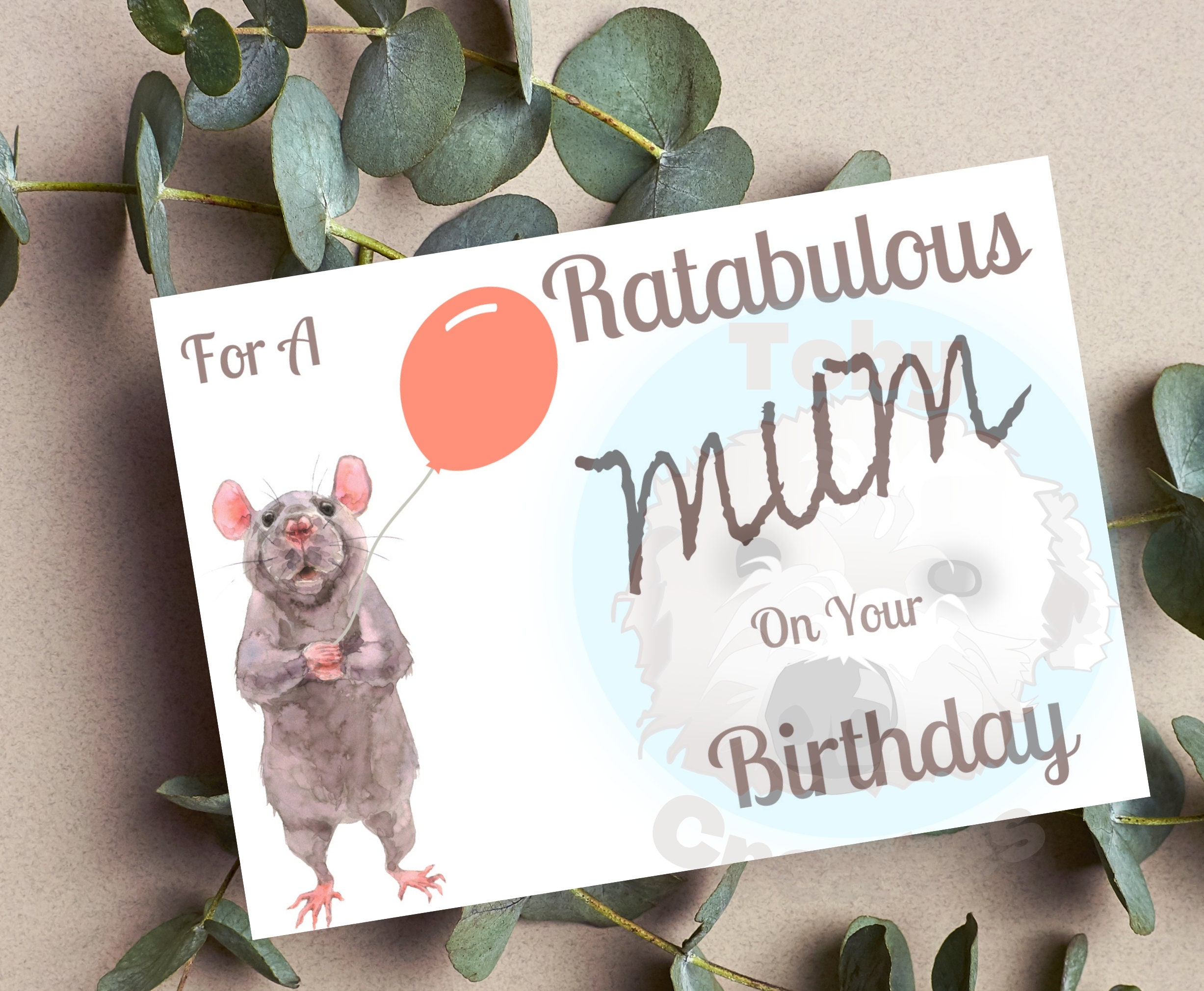 Ratabulous Mum Birthday Card, Funny Rat Card, Rat Greeting Card, Rat ...