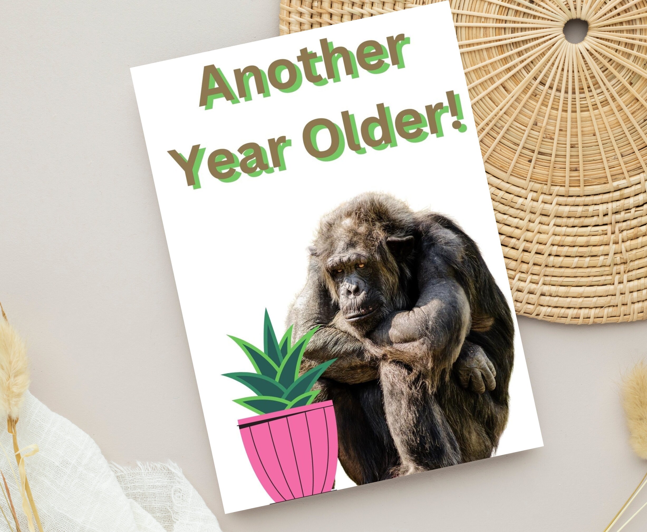 Another Year Older Birthday Card Chimpanzee Greeting Card - Etsy UK
