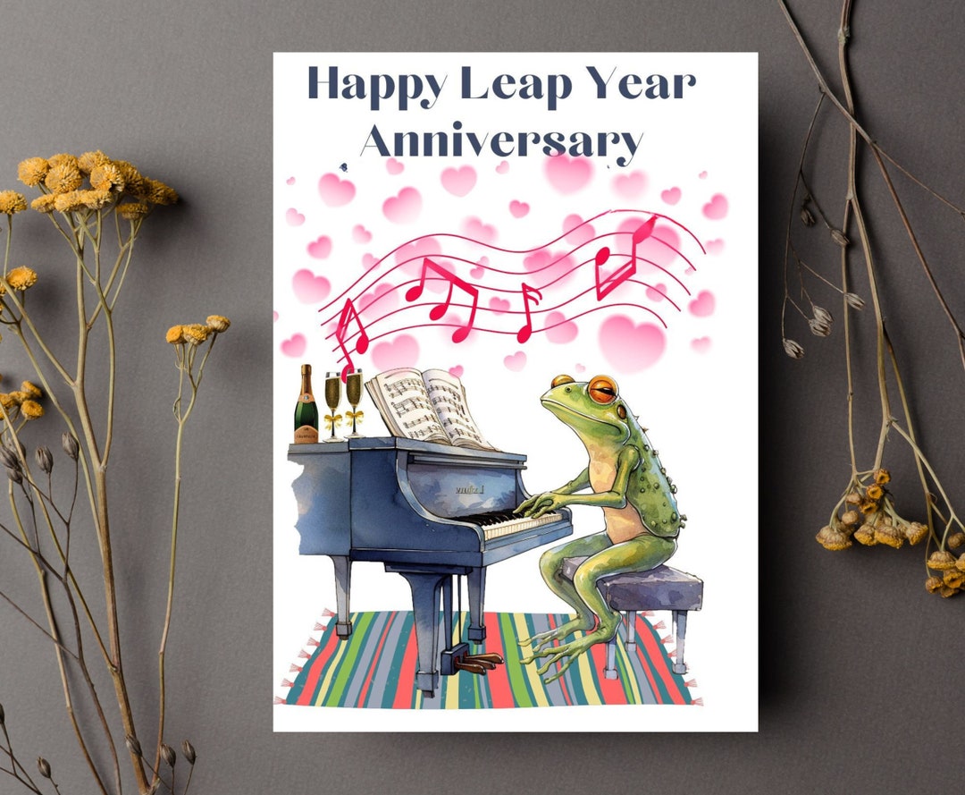Leap Year Anniversary Card, A6 Couple Card, Leap Year Card, Frog ...
