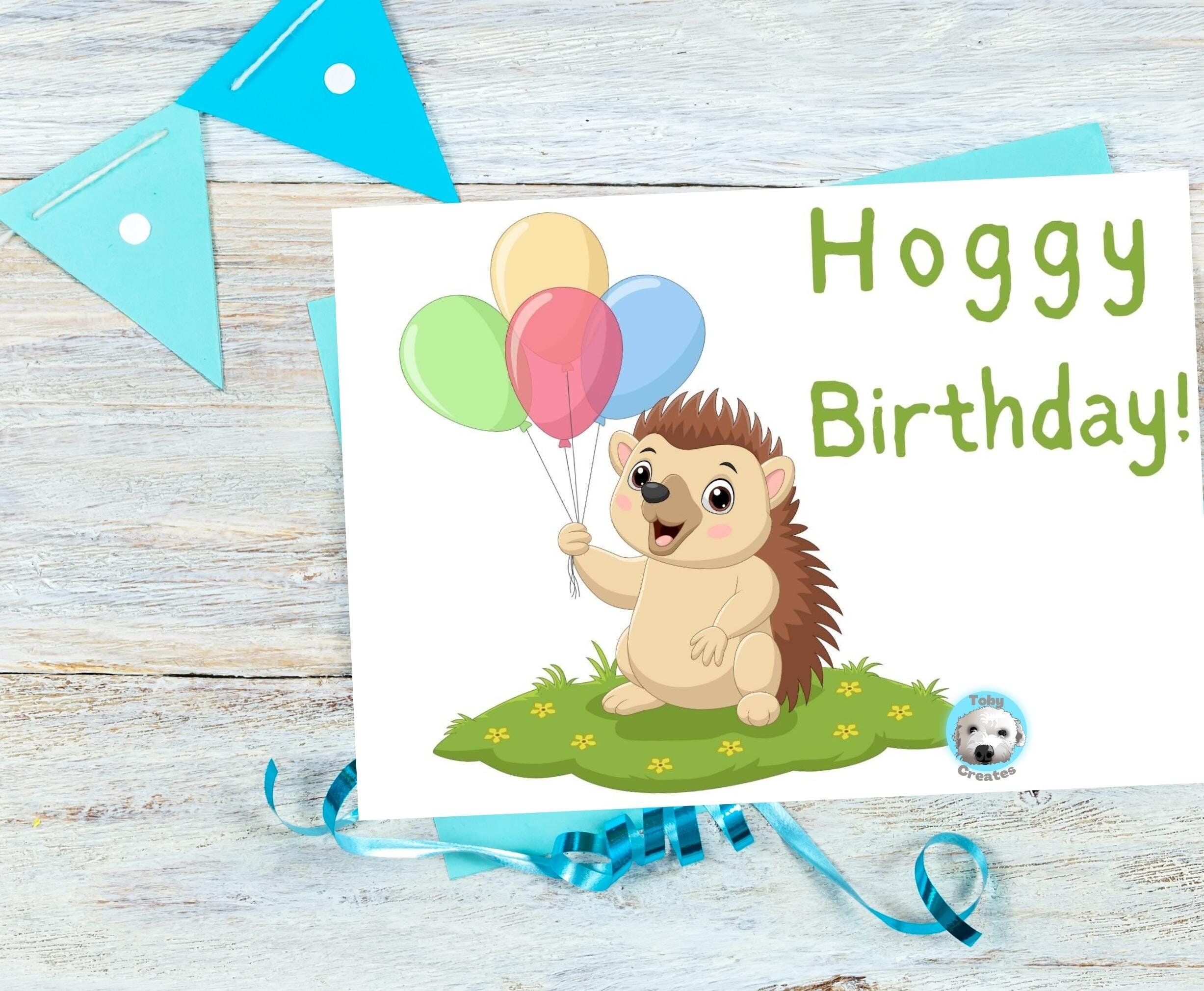 Hedgehog Birthday Card, Hoggy Birthday Greeting Card, British Wildlife ...