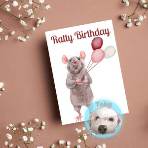 Ratty Birthday Card, Funny Rat Card, Rat Greeting Card, Rat Lover Card ...