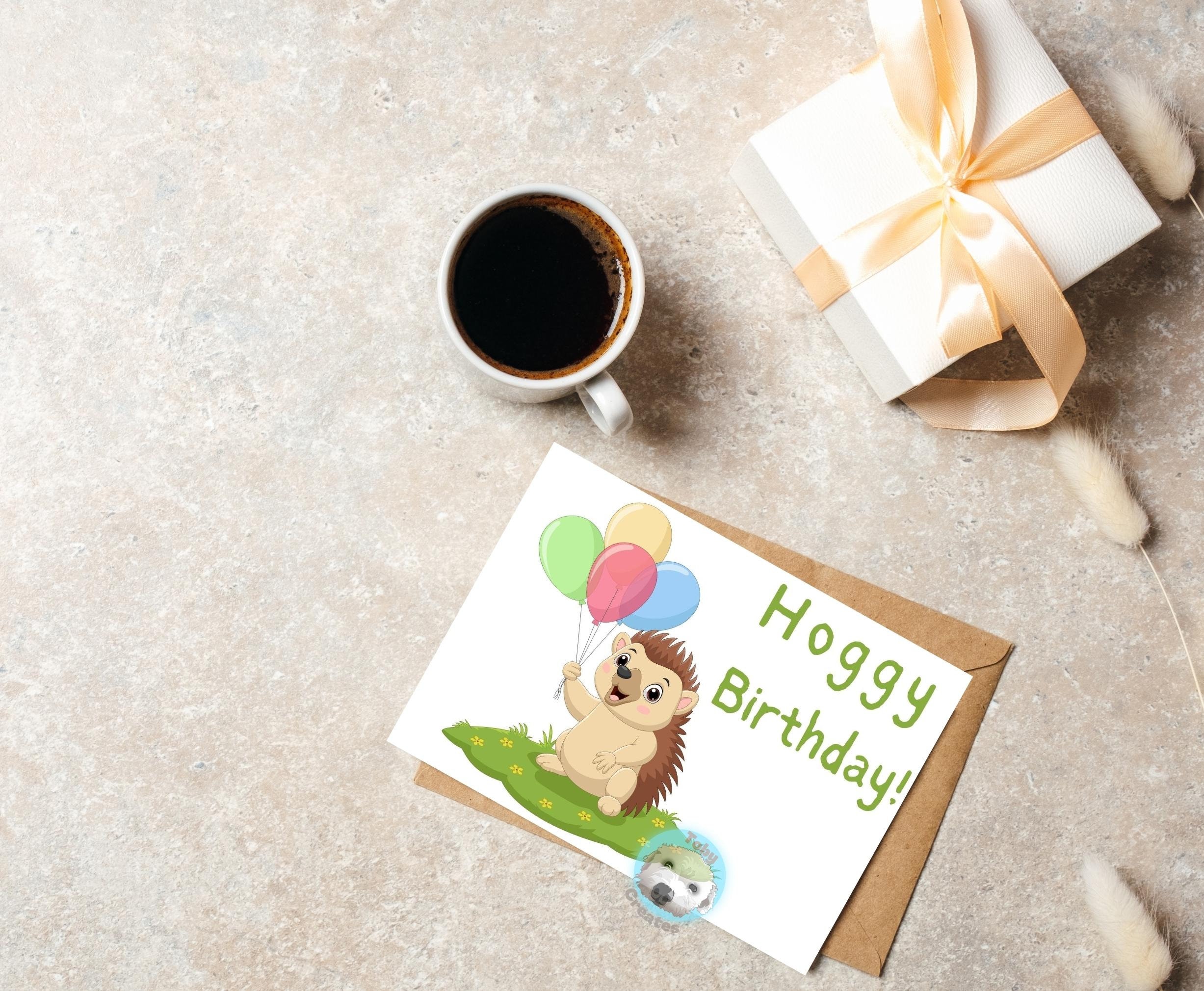 Hedgehog Birthday Card, Hoggy Birthday Greeting Card, British Wildlife ...