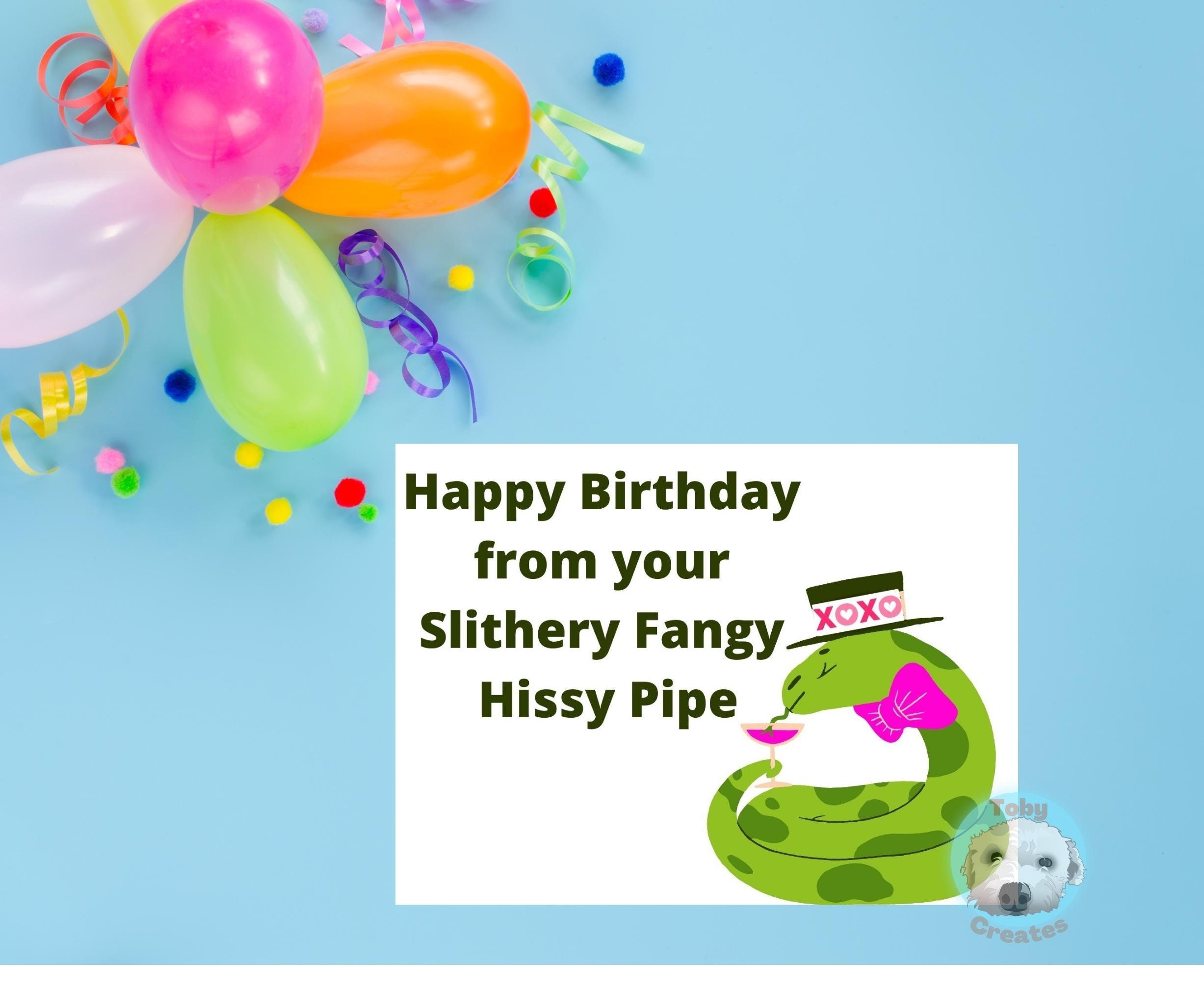 Snake Birthday Card, Funny Snake Card, Snake Greeting Card, Snake Lover ...