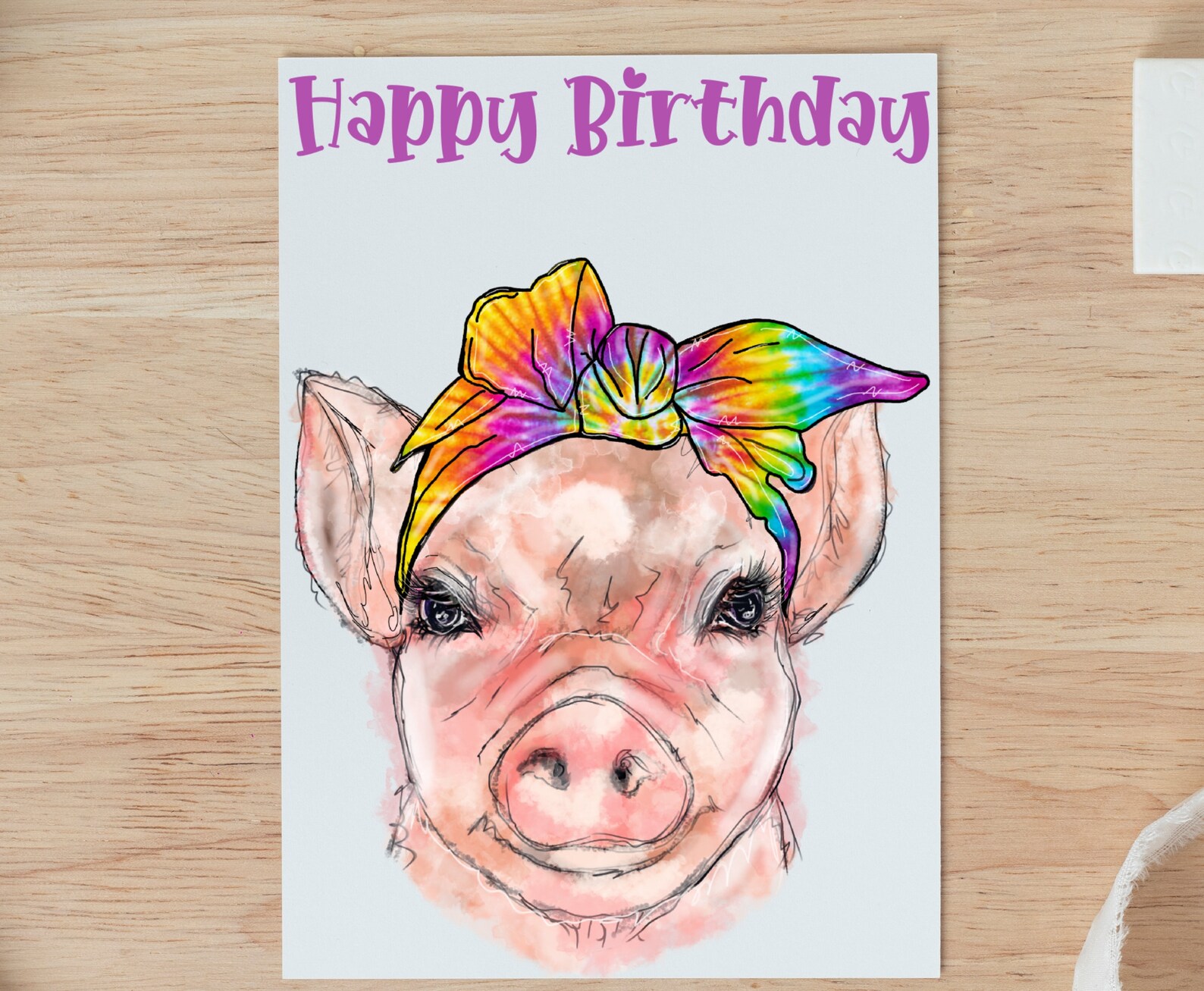 Pig Birthday Card, Piggy Birthday Greeting Card, Funny Animal Card, Cut ...