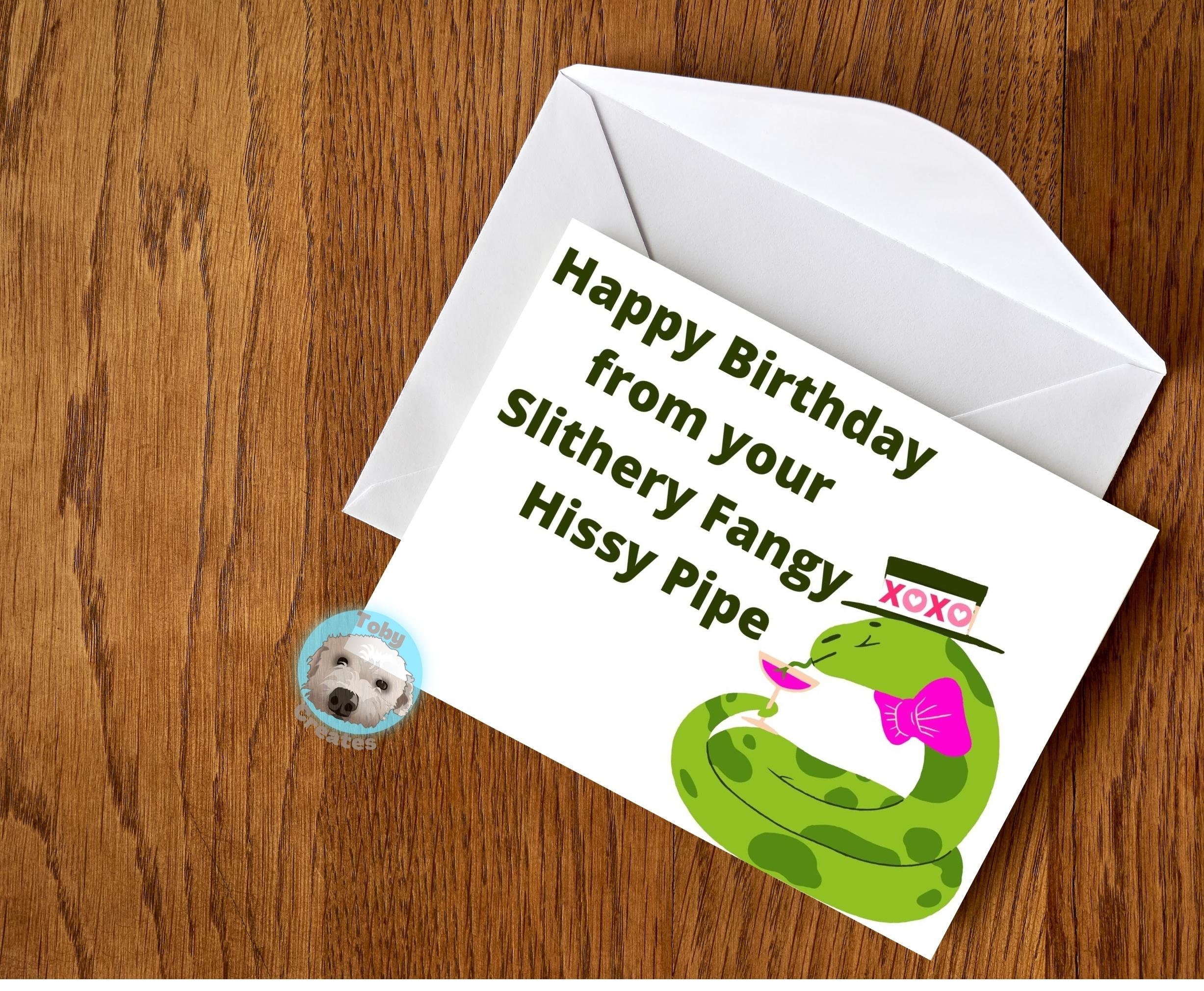 Snake Birthday Card Funny Snake Card Snake Greeting Card - Etsy