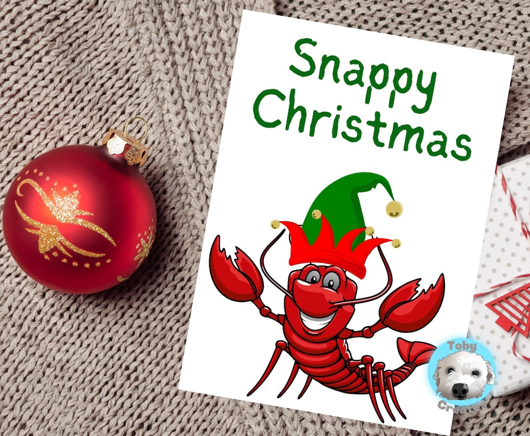 Snappy Christmas Card, Funny Lobster Card, Nautical Christmas Card ...