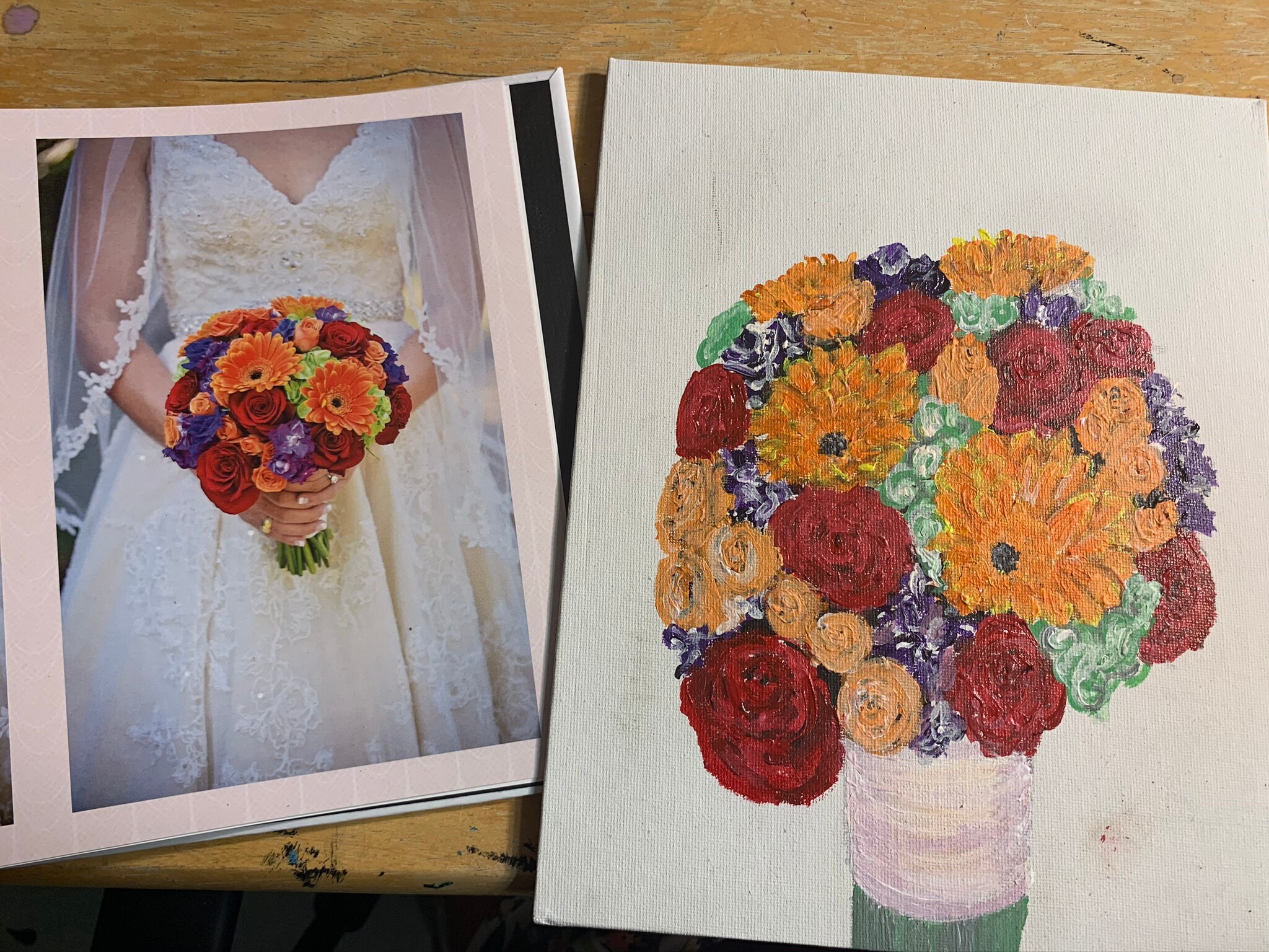 Acrylic Wedding Bouquet Painting - Etsy