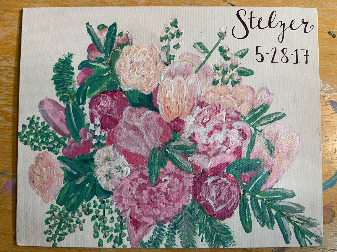 Acrylic Wedding Bouquet Painting - Etsy