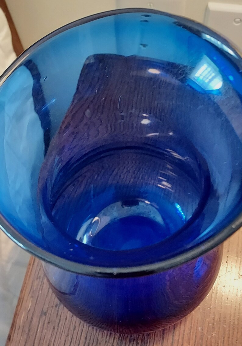 Vintage Cobalt Blue Glass-wide Bottom Vase 8 - Etsy