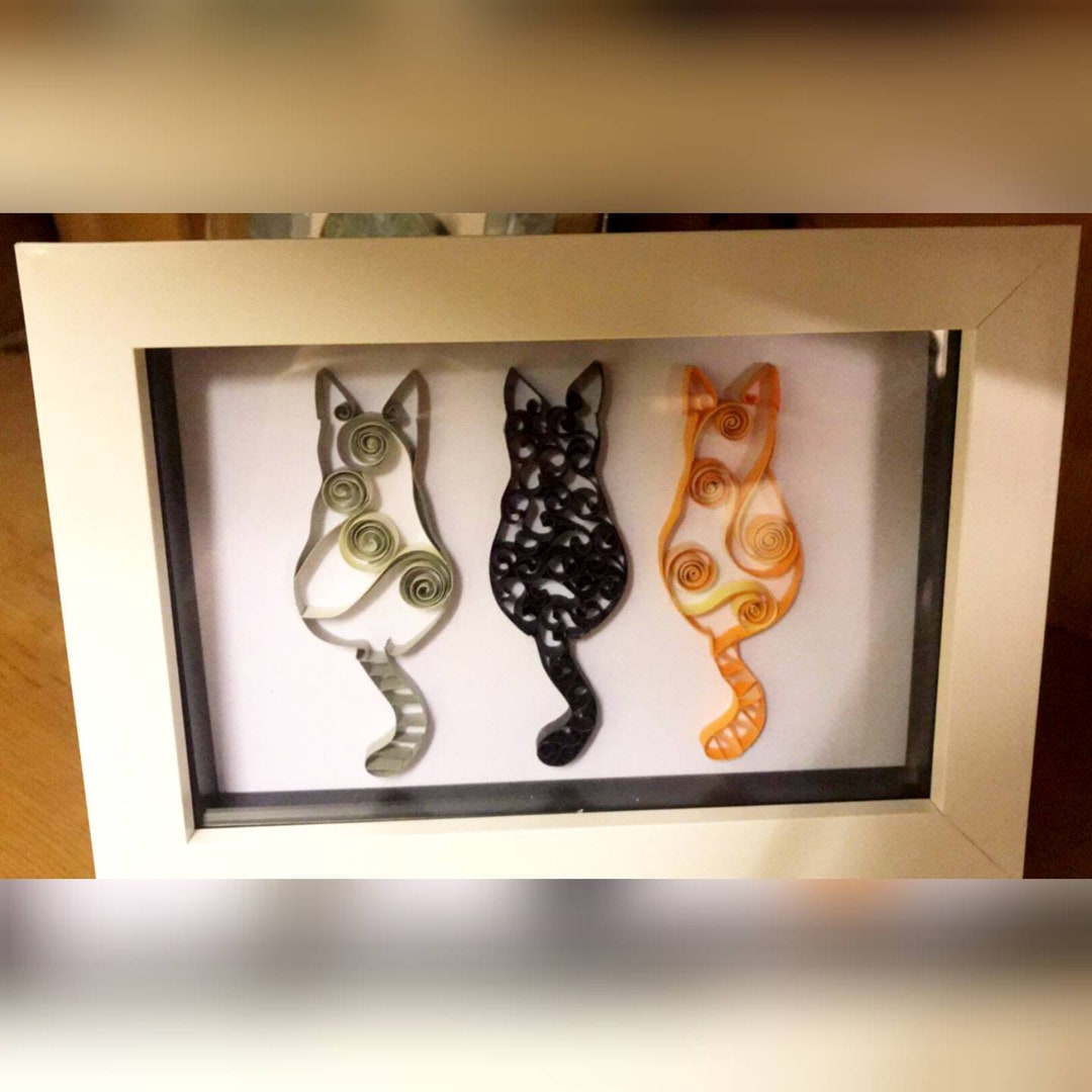 Handmade Unique Quilled 3 Cat Design Frame Original Gift - Etsy