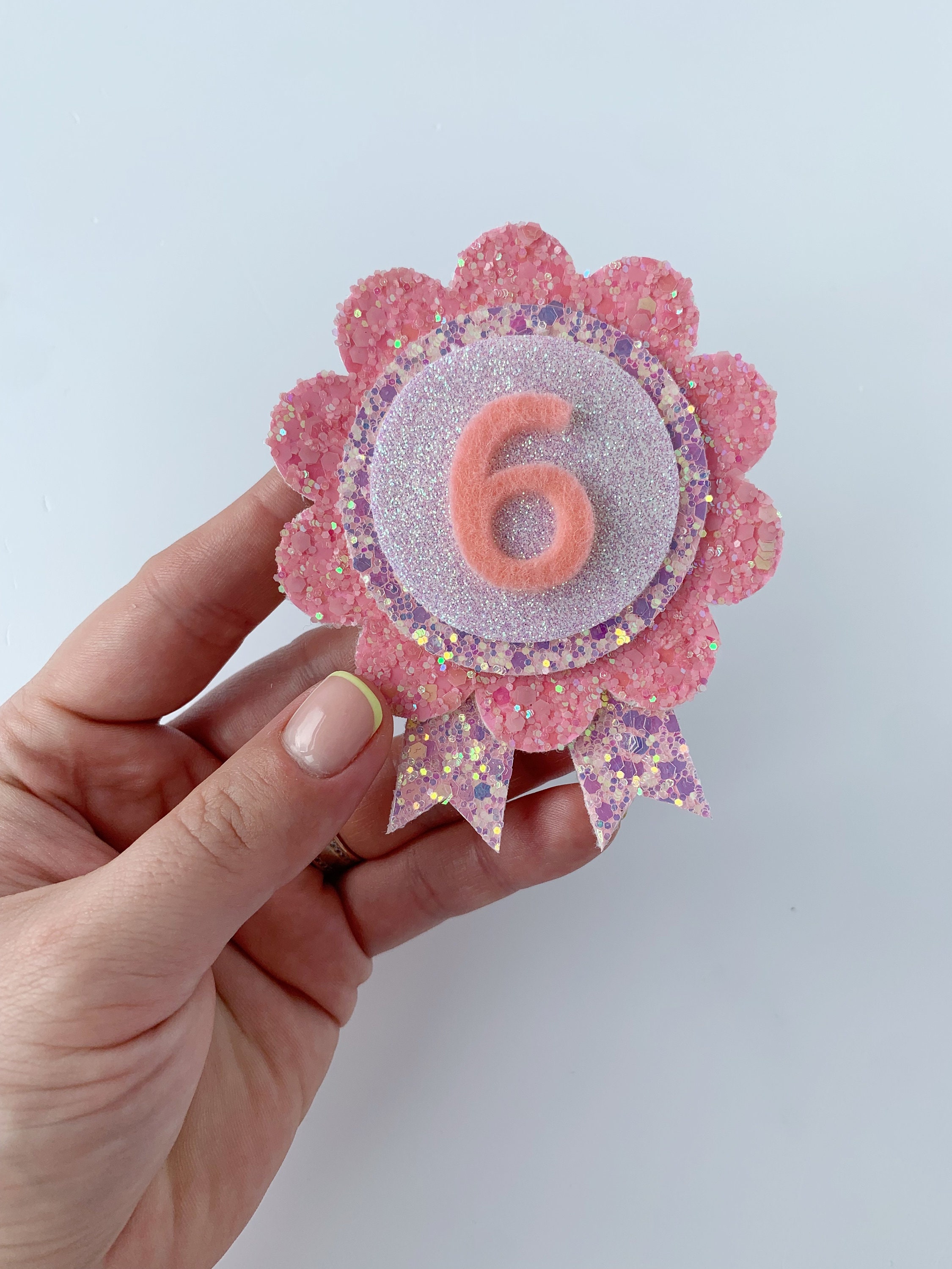Glitter Flower Birthday Badge - Etsy