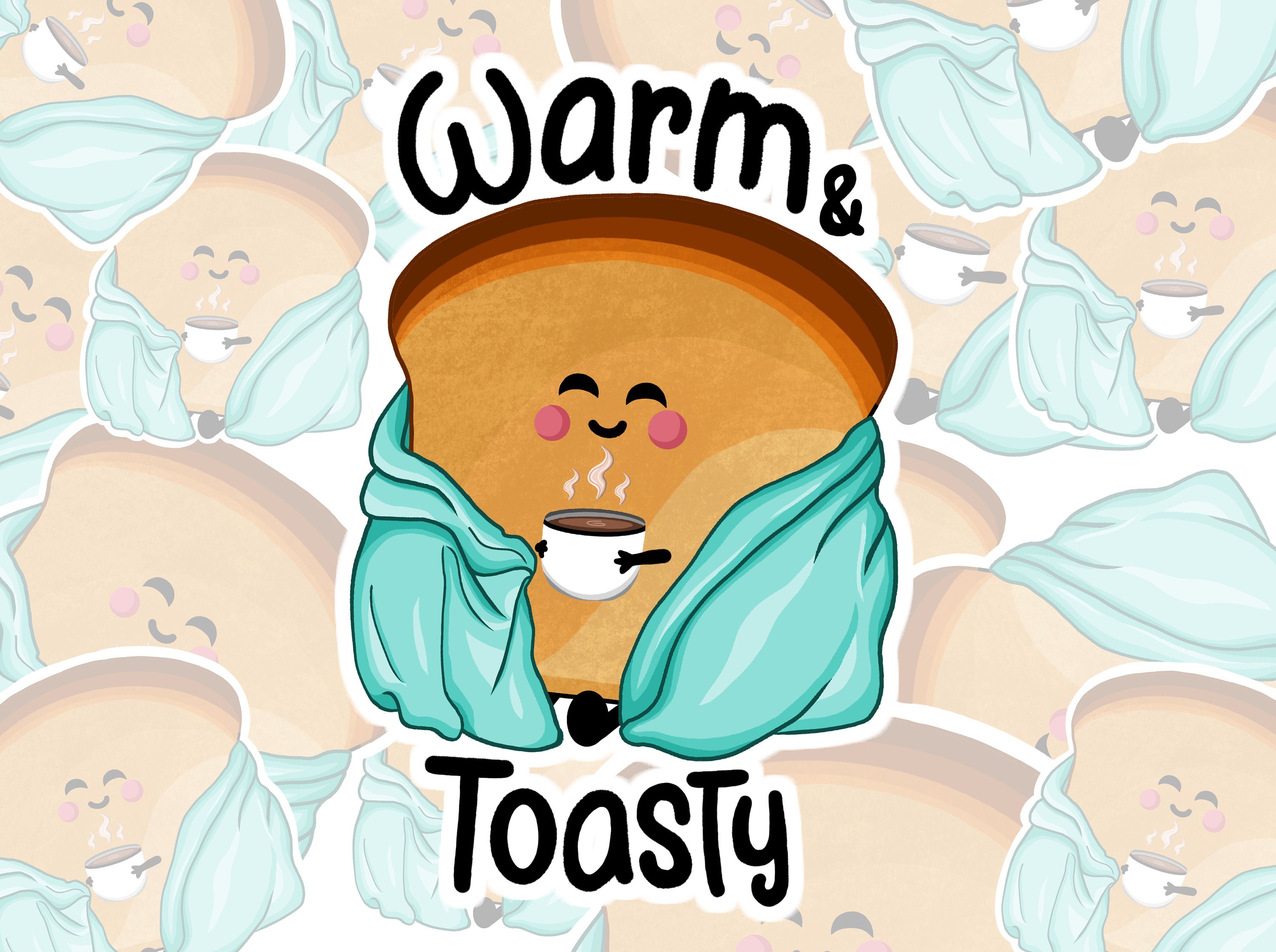 WARM and TOASTY Pun Stickers & Magnets Waterproof Pun Digital Art ...