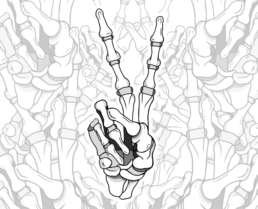 PEACE Sign Skeleton Stickers & Magnets Weatherproof Anatomy Art Bones ...