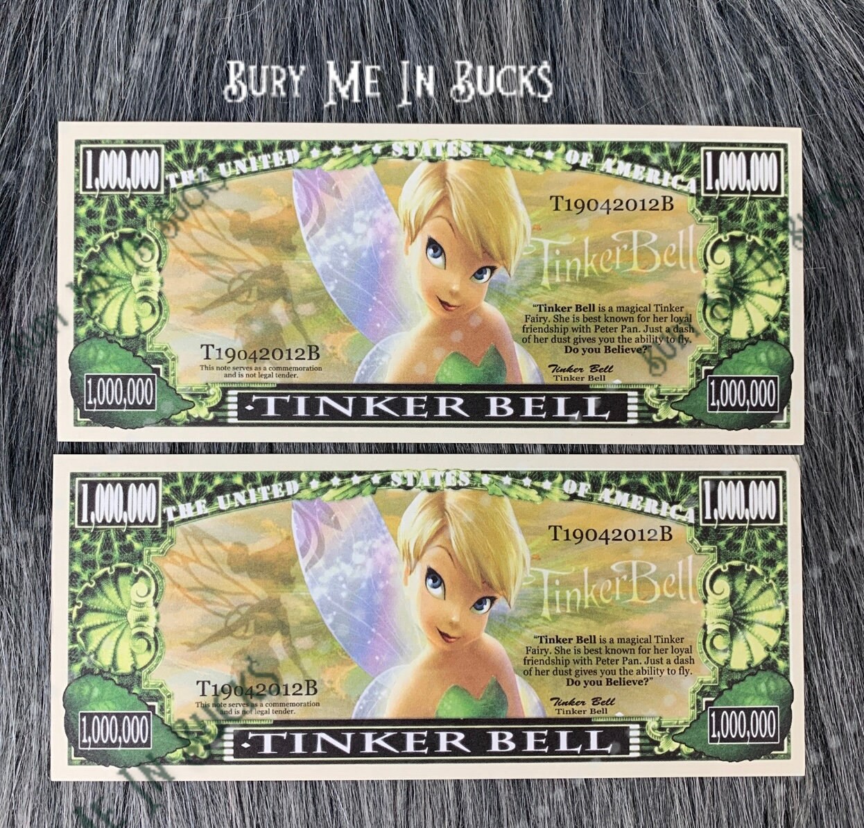 Tinker Bell Disney Commemorative Bill Set of 2 Sleeves Magic Million - Etsy