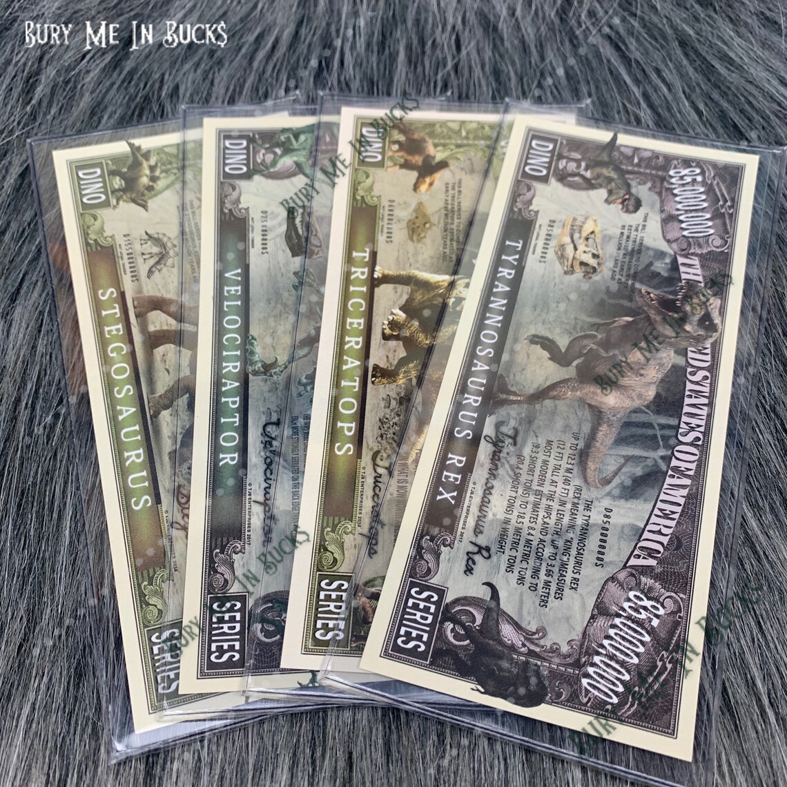 Dinosaur Dollars Tyrannosaurus Rex Stegosaurus Triceratops - Etsy