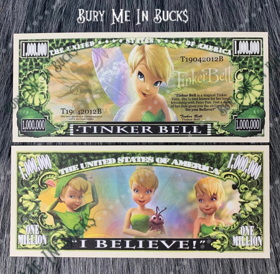 Tinker Bell ~ Disney Commemorative Bill ~ Set of 2 + Sleeves ~ Magic ...
