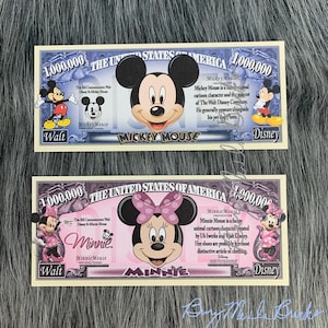 Disney Dollar Bills - Mickey & Minnie Mouse - Play Money - Birthday ...