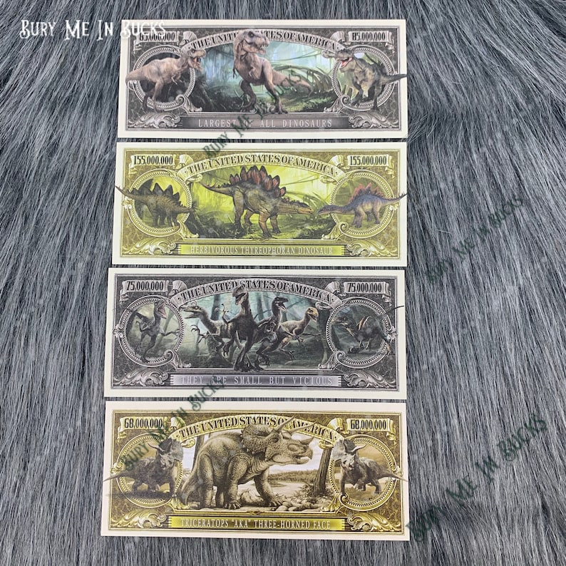 Dinosaur Dollars Tyrannosaurus Rex Stegosaurus Triceratops - Etsy