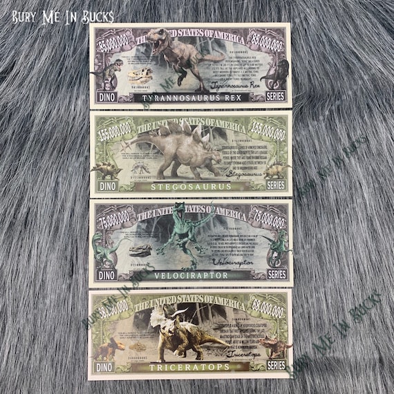Dinosaur Dollars Tyrannosaurus Rex Stegosaurus Triceratops - Etsy