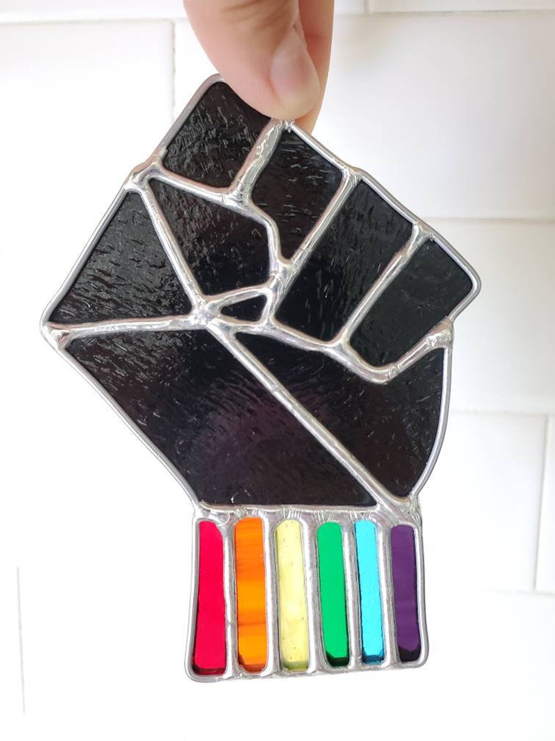 Solidarity Fist Pride Stained Glass Suncatcher - Etsy