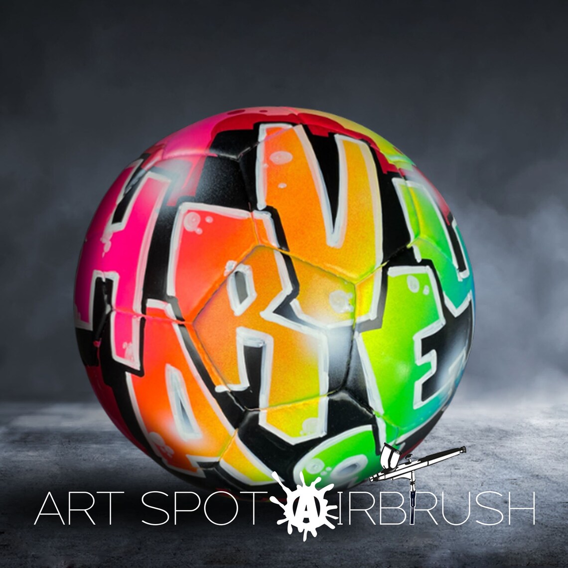 Soccer Ball With Custom Airbrush Rainbow Design With Name - Etsy