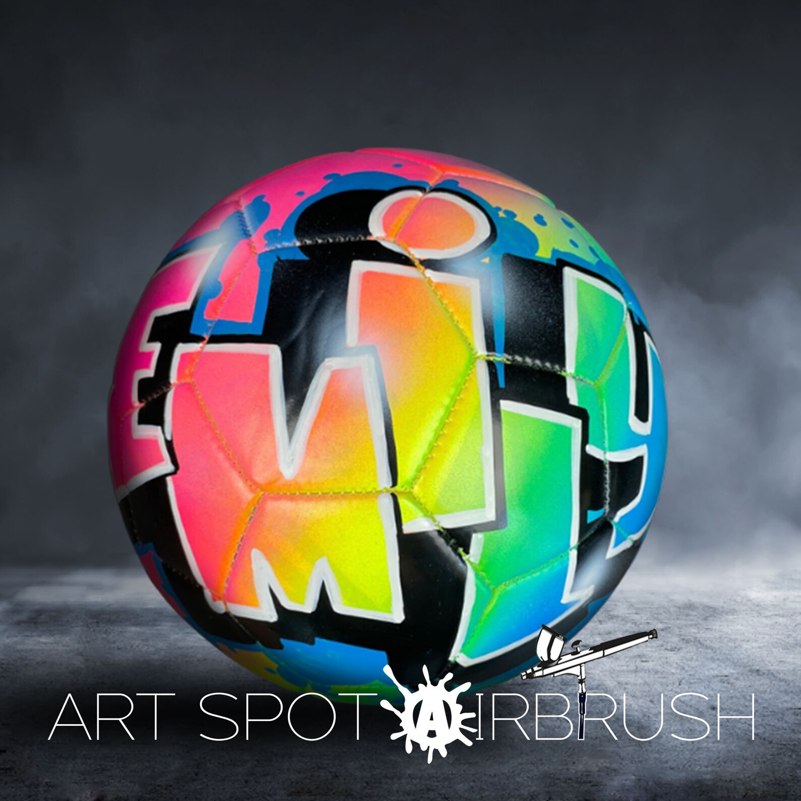 Soccer Ball With Custom Airbrush Rainbow Design With Name Unique ...