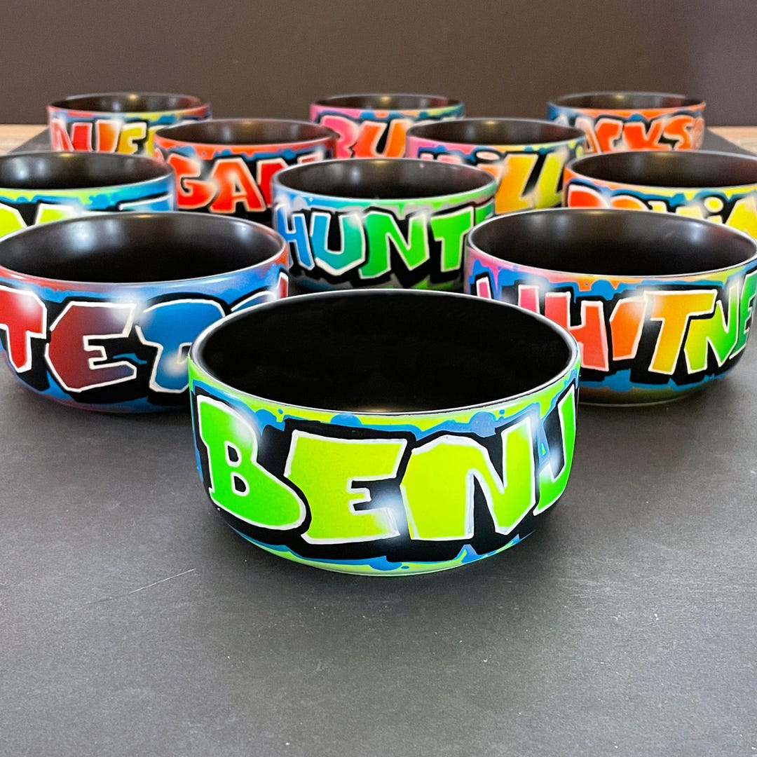 Painted Black Ice Cream Bowl With Name Hand Painted in Airbrush ...