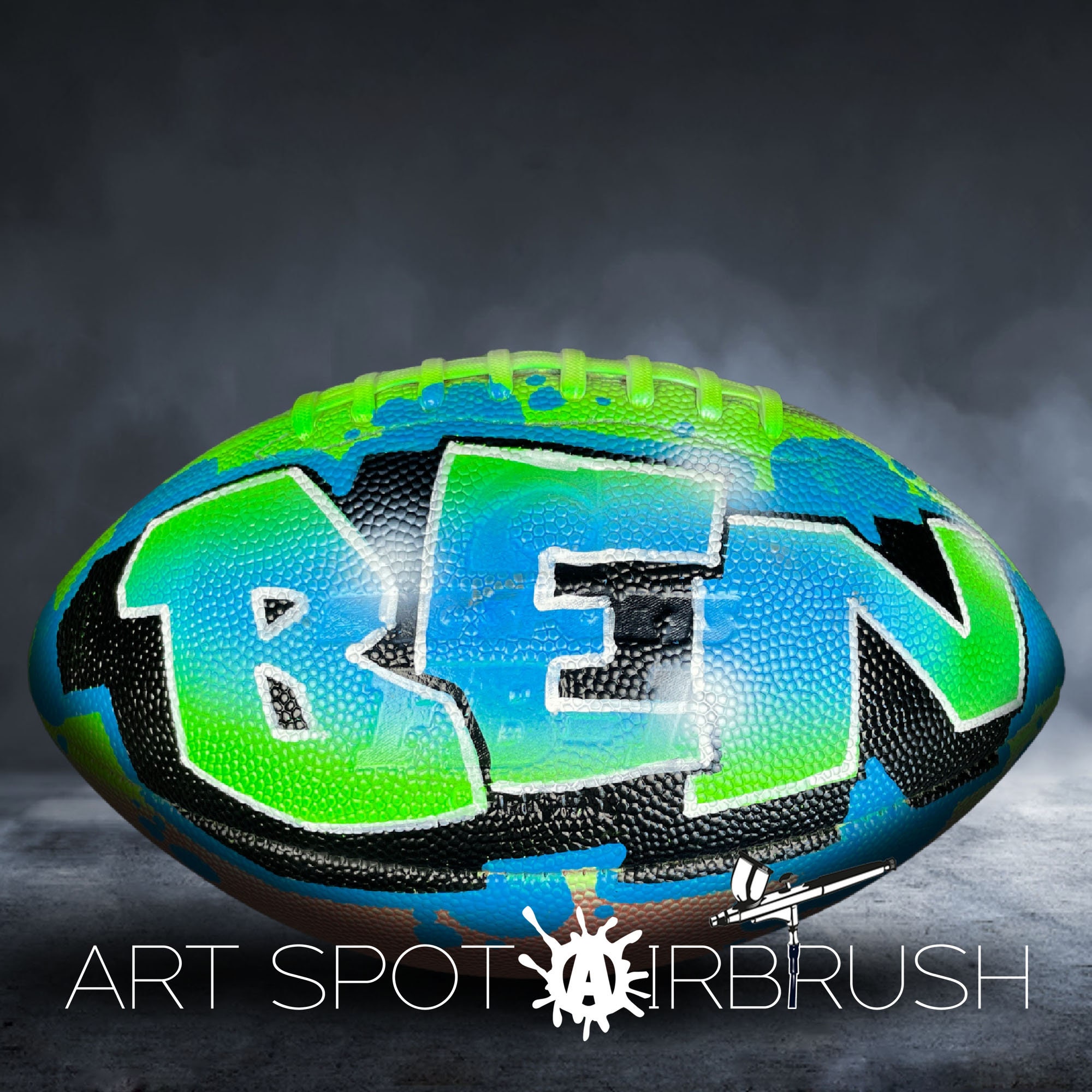 Custom Football with Name Painted in Airbrush Graffiti sold by Gerrie ...