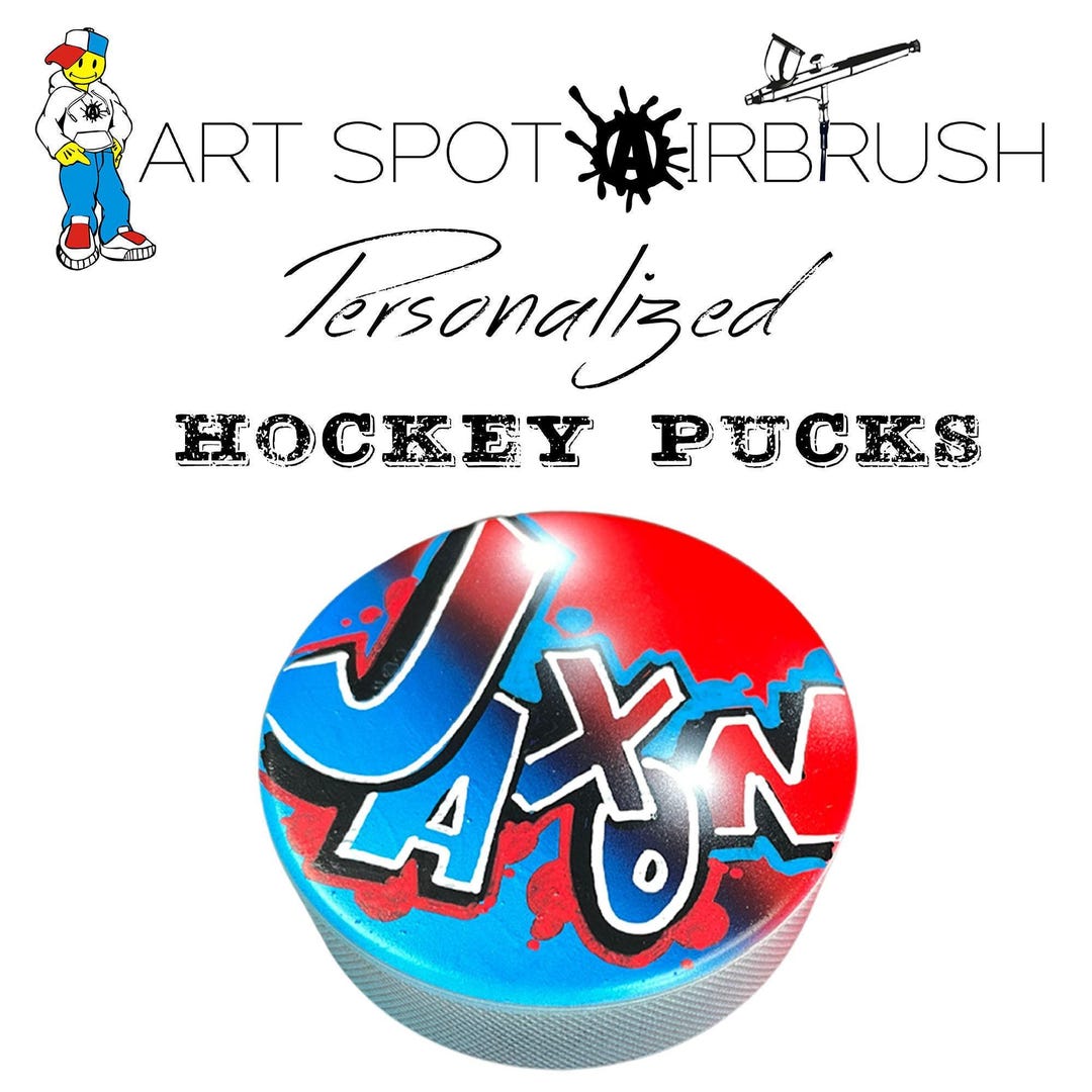 Custom Hockey Puck With Name in Airbrush Graffiti Spray Paint Art ...